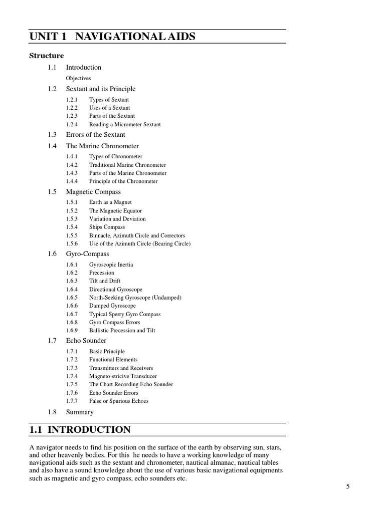Unit 1 Navigational Aids: Structure | Download Free PDF | Compass ...