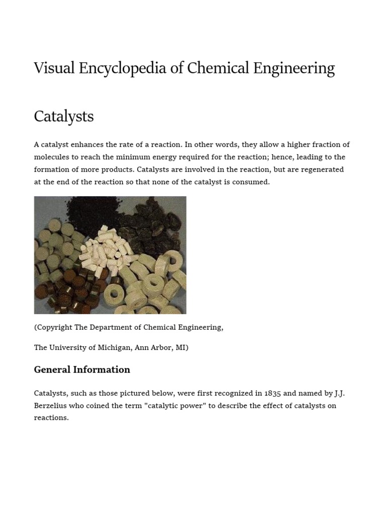 Visual Encyclopedia of Chemical Engineering Catalysts: General ...