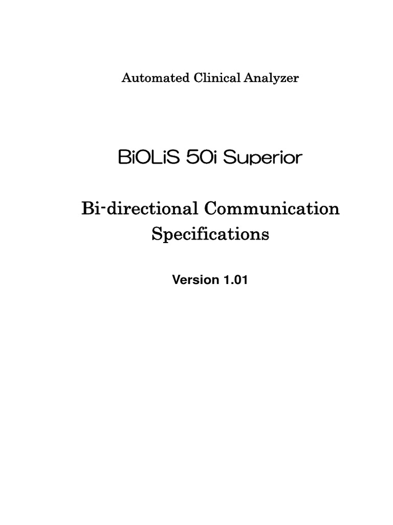 Biolis 50i Bi-Directional ASTM (Ver.1.01) | PDF | Data Transmission ...