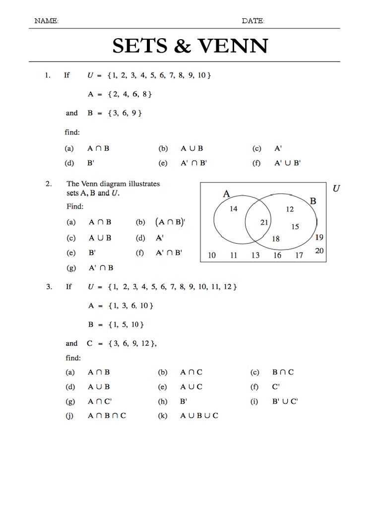 5.1B Sets & Venn (Ans) | PDF