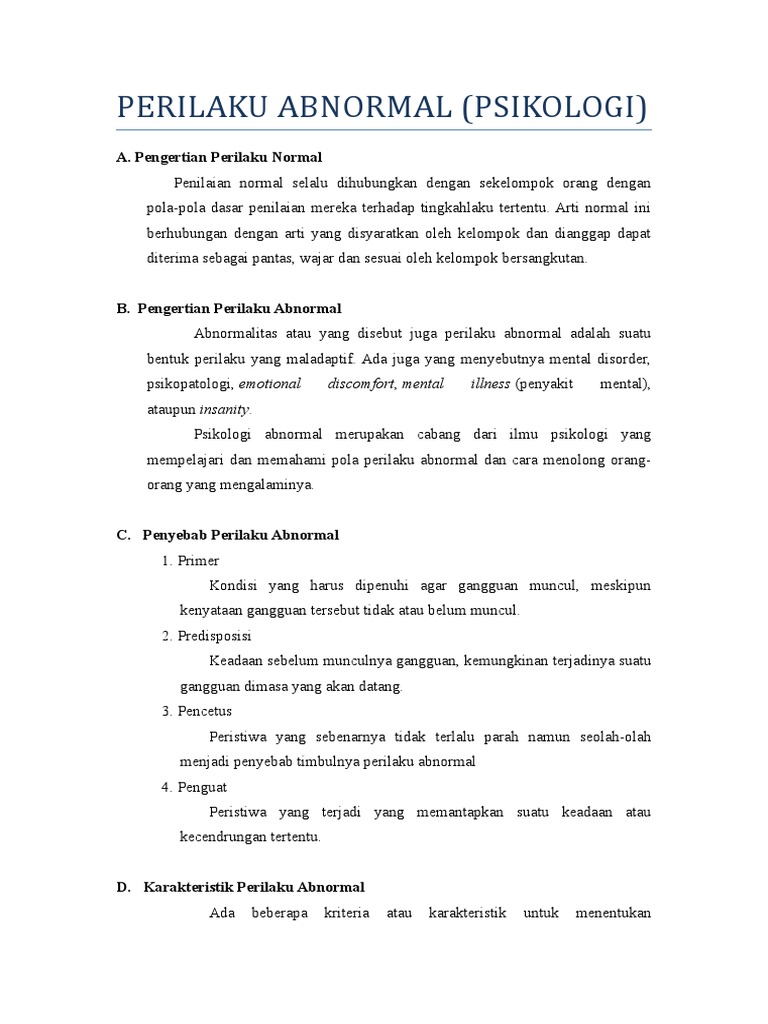 Rangkuman 11-Perilaku Abnormal | PDF