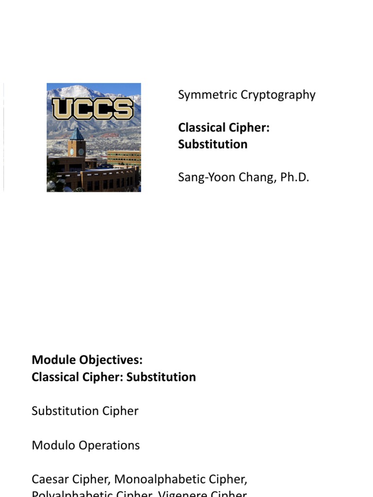 Symmetric Cryptography: Classical Cipher: Substitution | PDF | Cipher ...