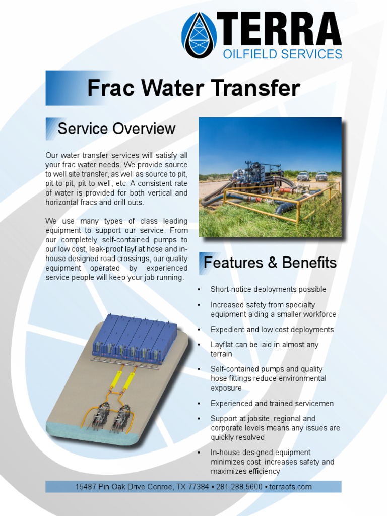 Frac Water Transfer: Service Overview | PDF | Pump | Energy Technology