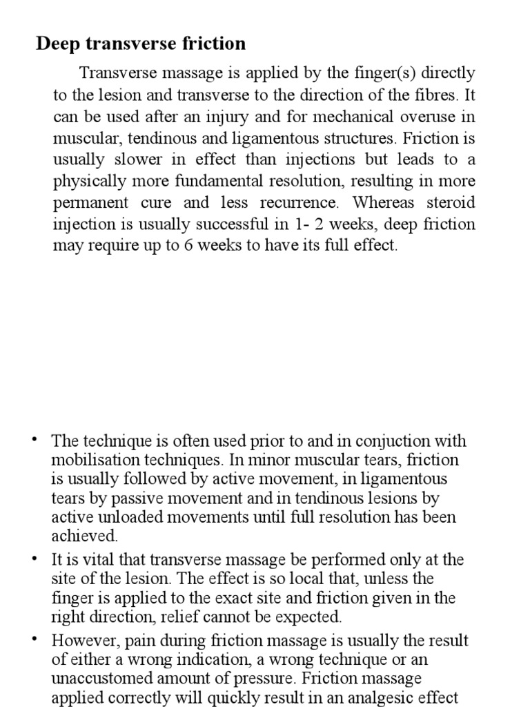 Deep Transverse Friction Massage Techniques | PDF | Inflammation ...