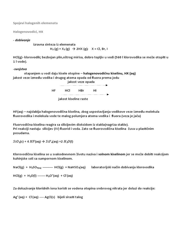 Spojevi Halogenih Elemenata | PDF