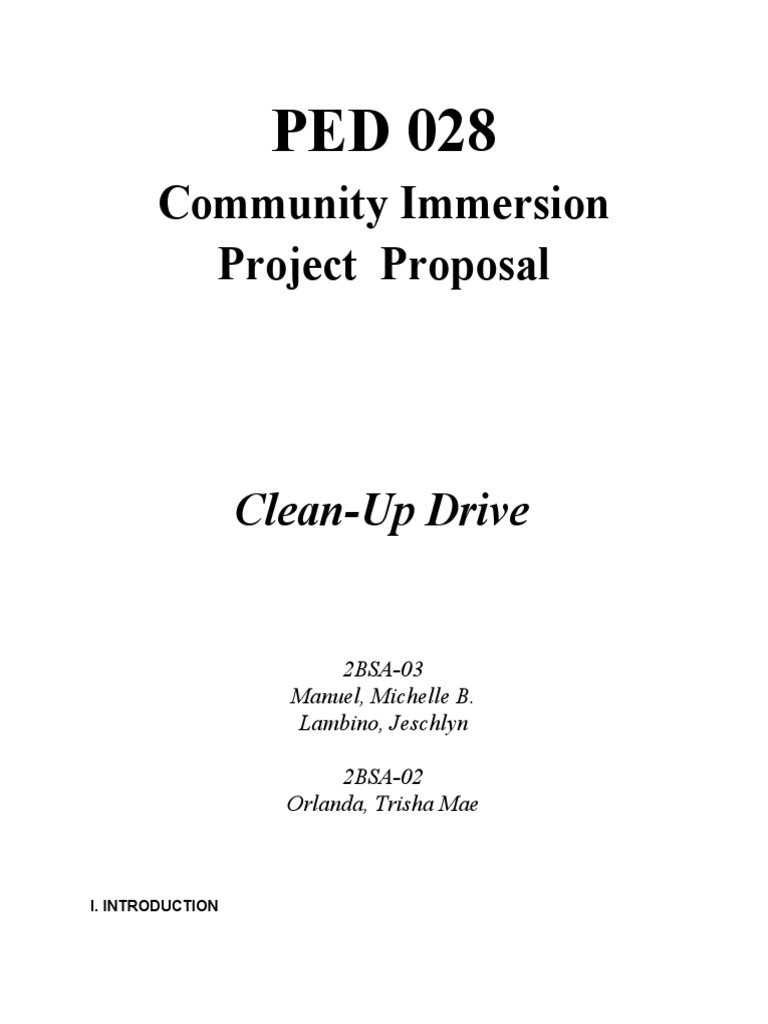 PED 028 Community Immersion Project Proposal | PDF | Recycling | Waste
