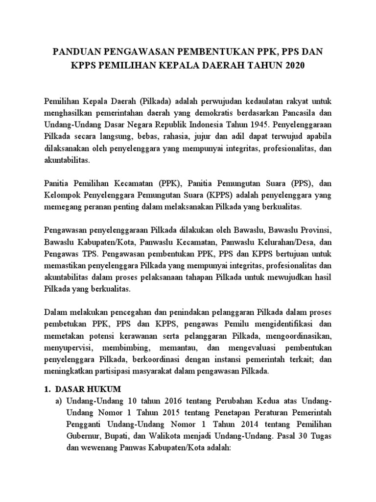 Panduan Pengawasan PPK - PPS - KPPS | PDF