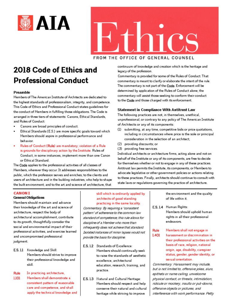 2018 Code of Ethics and Professional Conduct: Preamble | PDF ...