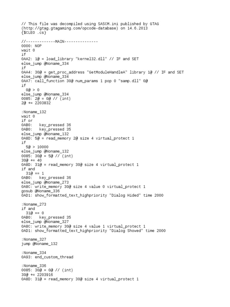 SAMP Dialog Memory Manipulation Script | PDF