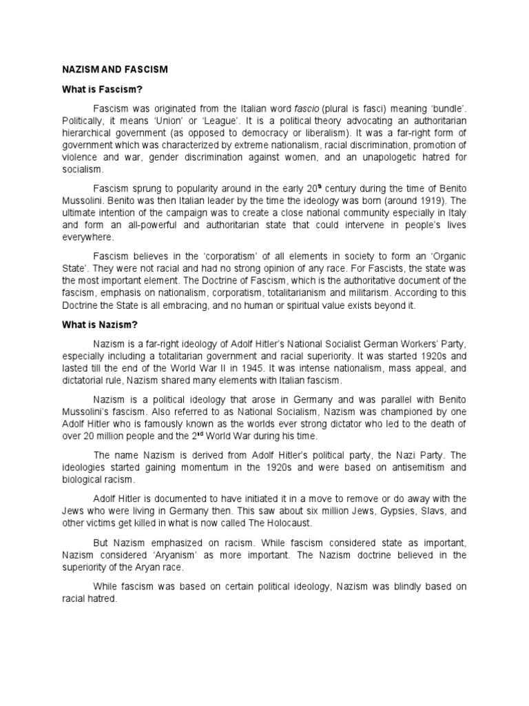 Fascism vs. Nazism: Key Differences | PDF | Fascism | Nazism