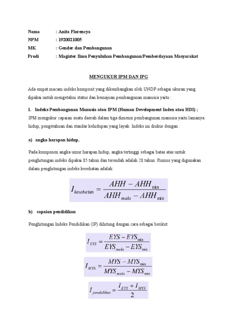 Mengukur IPM dan IPG dalam Pembangunan | PDF