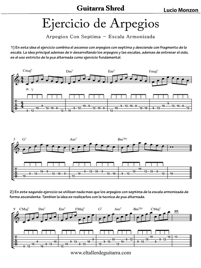 Ejercicio de Arpegios | PDF | Guitarras | Presentación musical