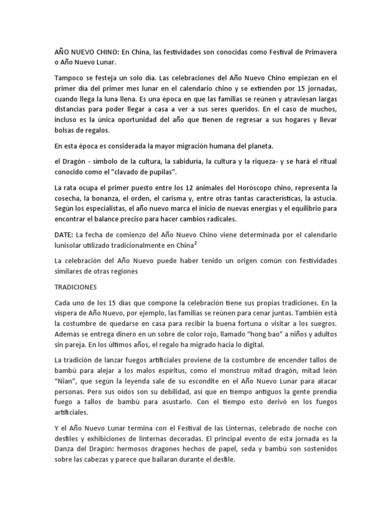 Tradiciones del Año Nuevo Chino | PDF | Historia | Religión y ...