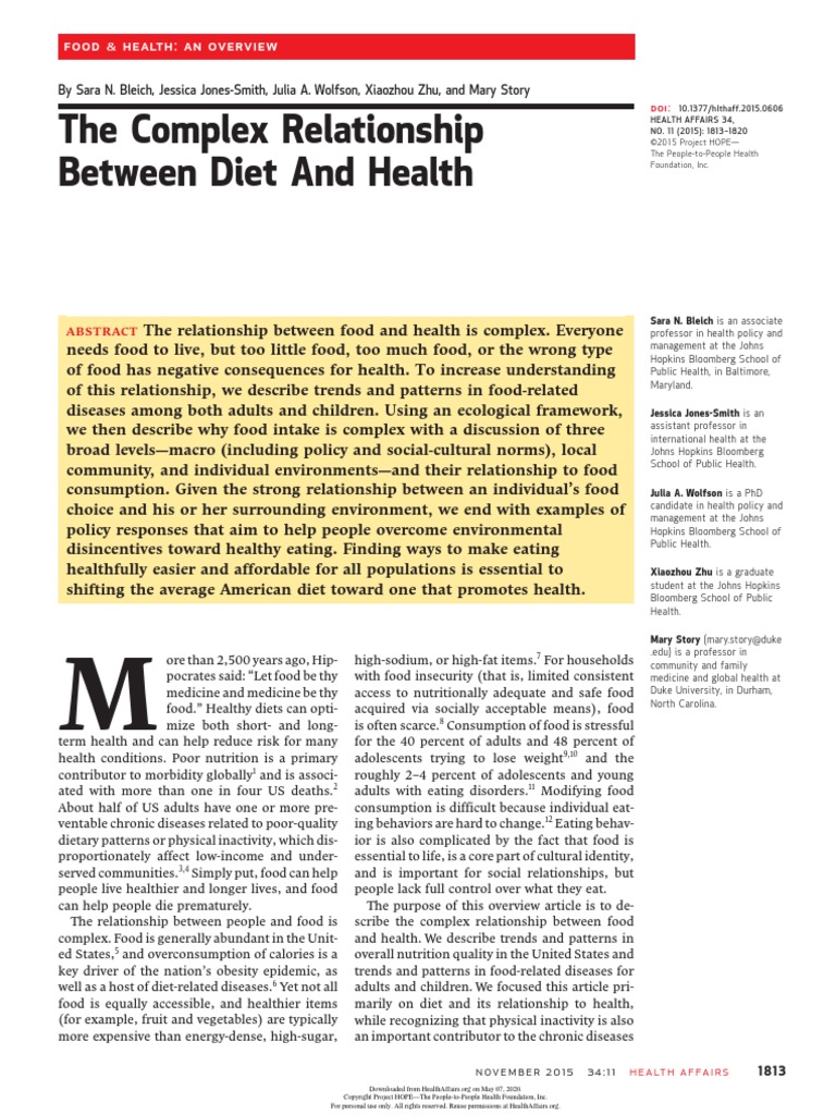 The Complex Relationship Between Diet and Health: Food Health: An ...