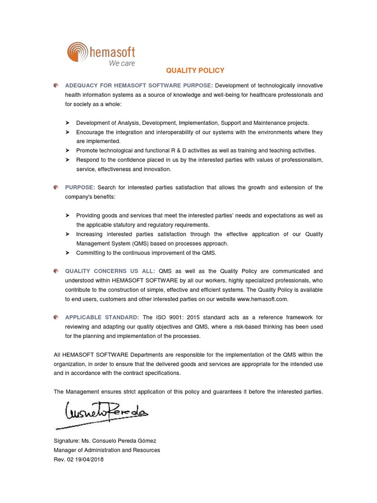 Quality Policy | PDF | Quality Management System | Quality (Business)