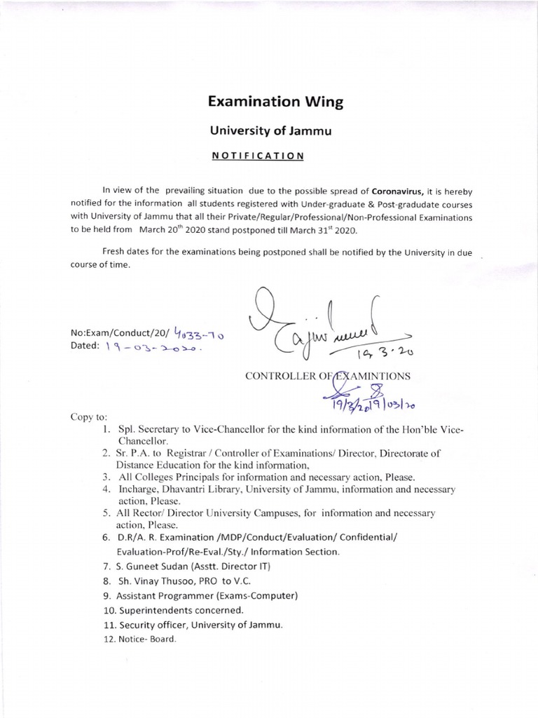 Examination Wing: University | PDF