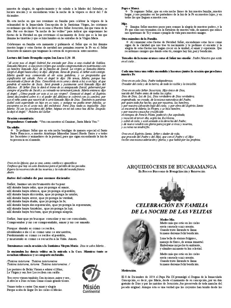 Celebración Familiar Noche de Las Velitas | PDF | María, madre de Jesús ...