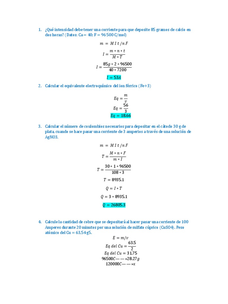 Problemas de Electroquímica Resueltos | PDF | Sustancias químicas | Física