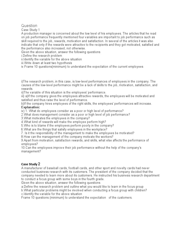 Case Study 1 - Business Research | PDF | Motivation | Motivational