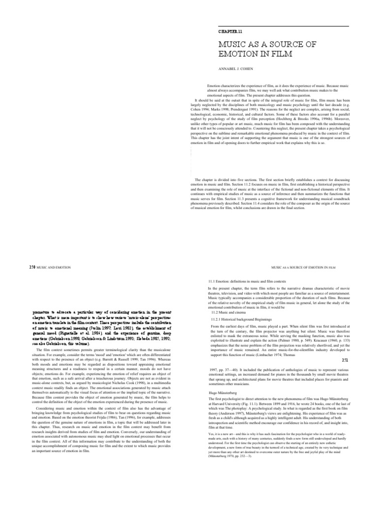 Music As A Source of Emotion in Film | PDF | Emotions | Perception