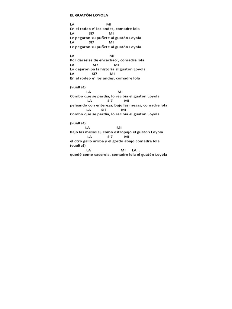 El Guatón Loyola (Cueca o Chilena) | PDF