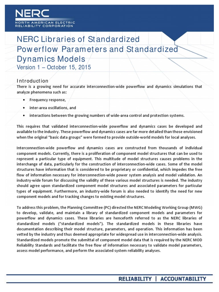 NERC Standardized Component Model Manual | PDF | Conceptual Model ...
