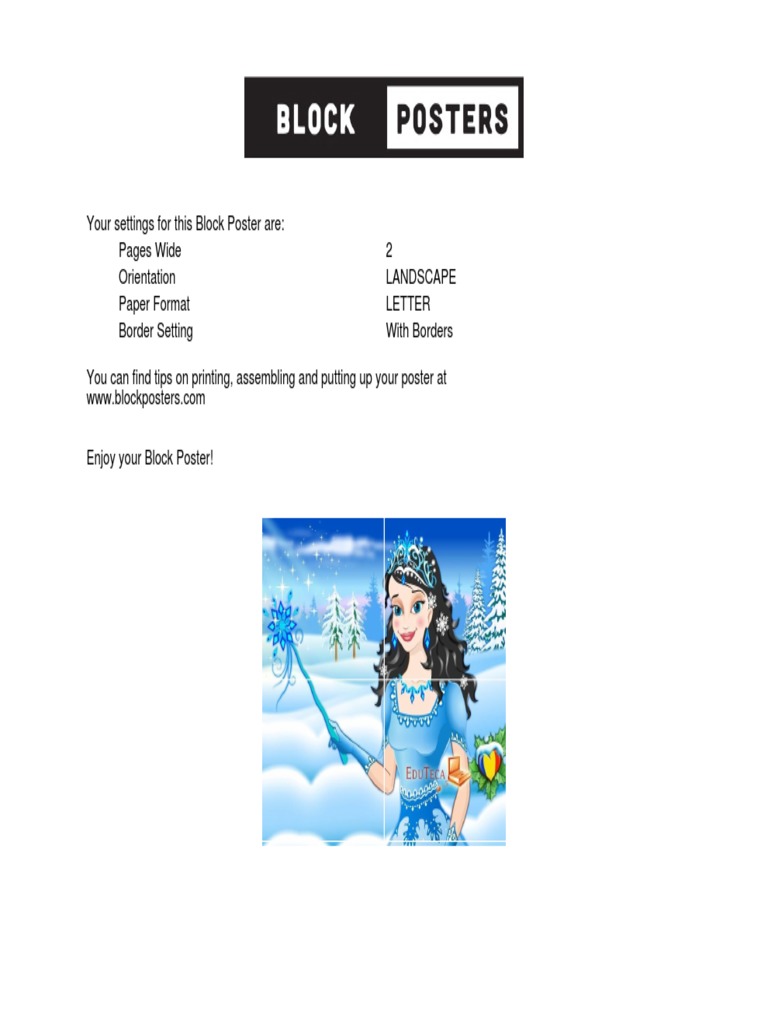 Block Poster Printing Settings Guide | PDF