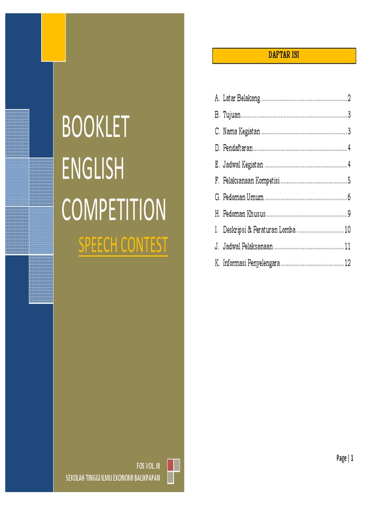 Booklet Speech Contest STIEPAN | PDF