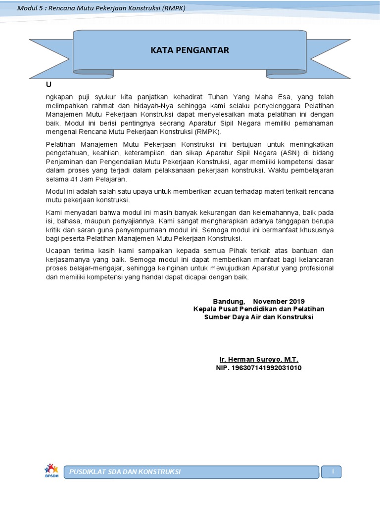 Modul 5 Rencana Mutu Pekerjaan Konstruksi (RMPK) | PDF