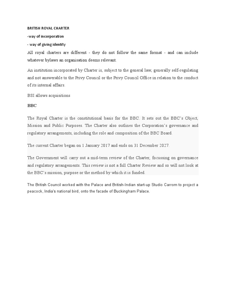 British Royal Charter | PDF
