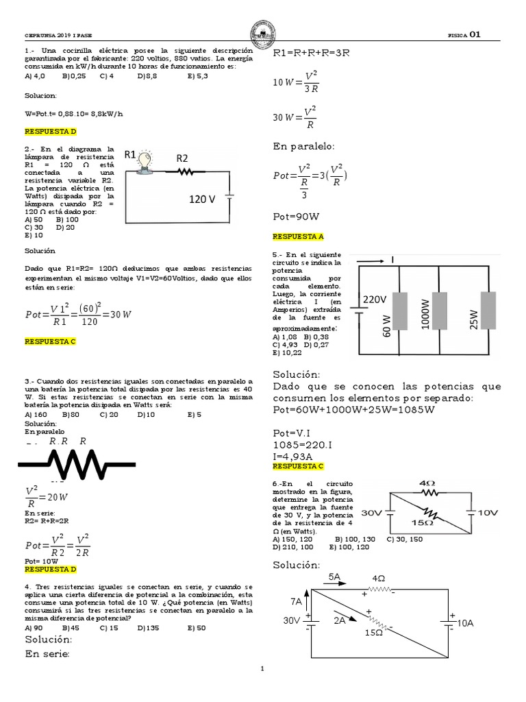 Potencia Electrica | PDF | Resistencia Eléctrica y Conductancia | Vatio