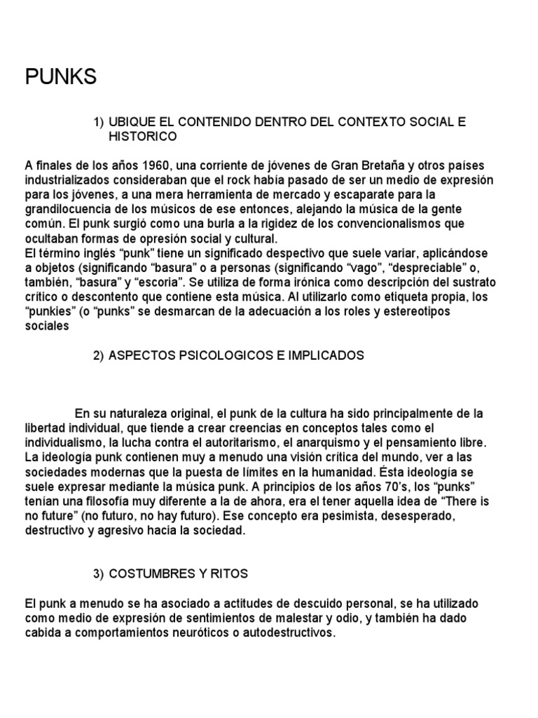 PUNKS TP Sociologia | PDF | Punk rock | Science
