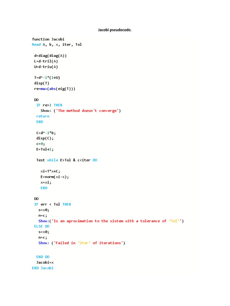 Jacobi Pseudocode | PDF