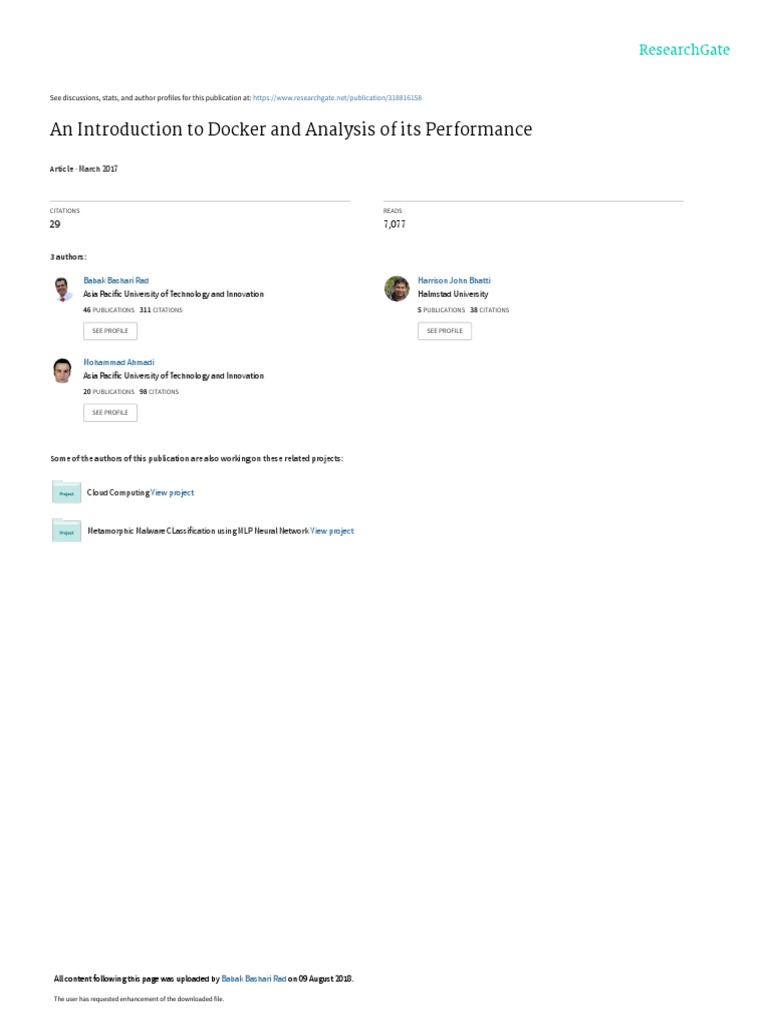 An Introduction To Docker and Analysis of Its Performance: March 2017 | PDF | Virtualization ...