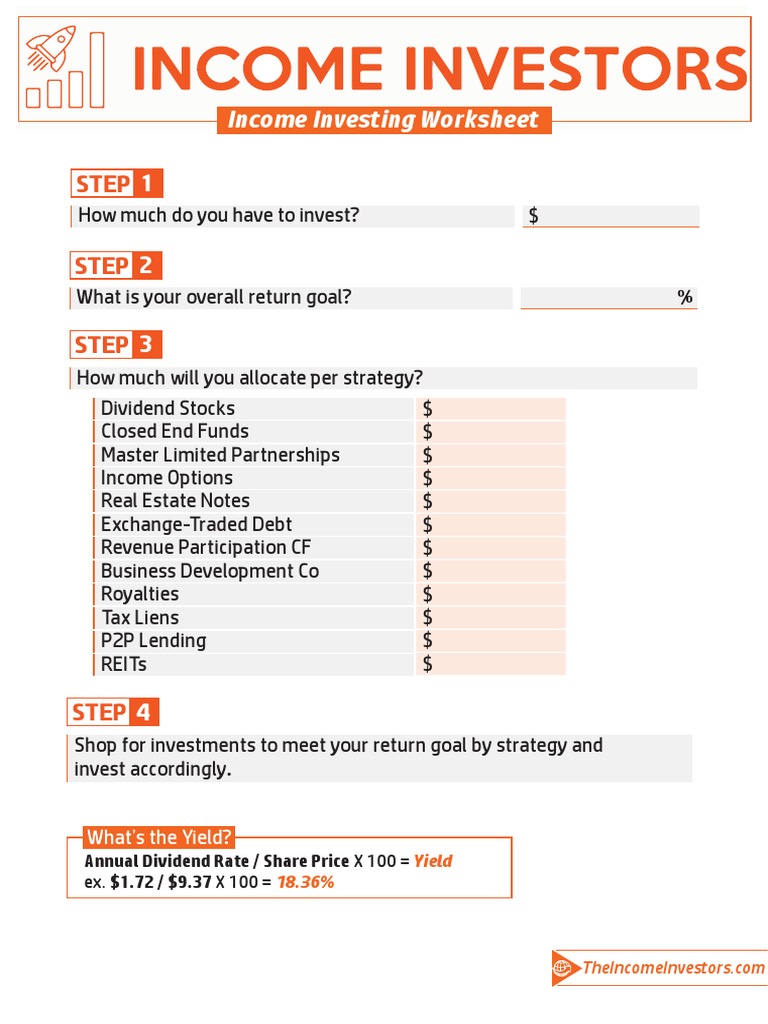 Income Investing Worksheet: What's The Yield? | PDF