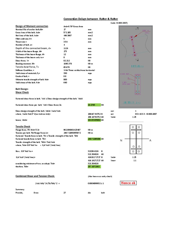 Connection Design Between Rafter & Rafter | PDF | Screw | Beam (Structure)