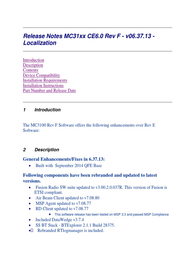 MC3100 Operating System BSP 06.37.13 - Localized Release Notes | PDF ...