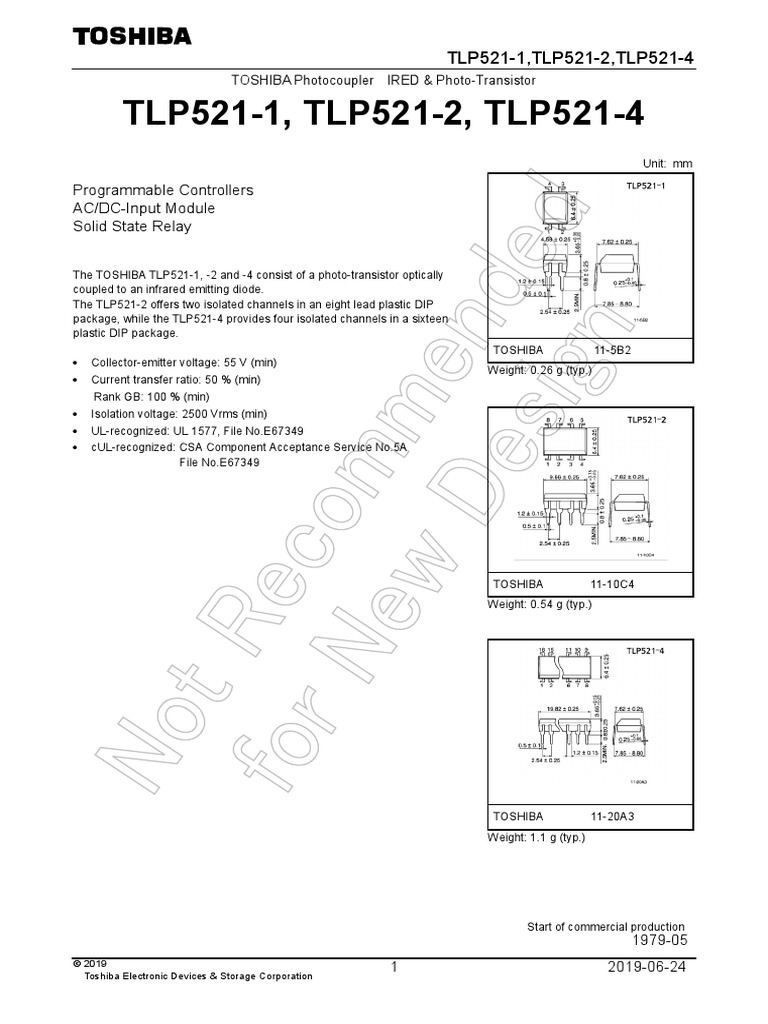 TLP521-1, TLP521-2, TLP521-4: Programmable Controllers AC/DC-Input ...