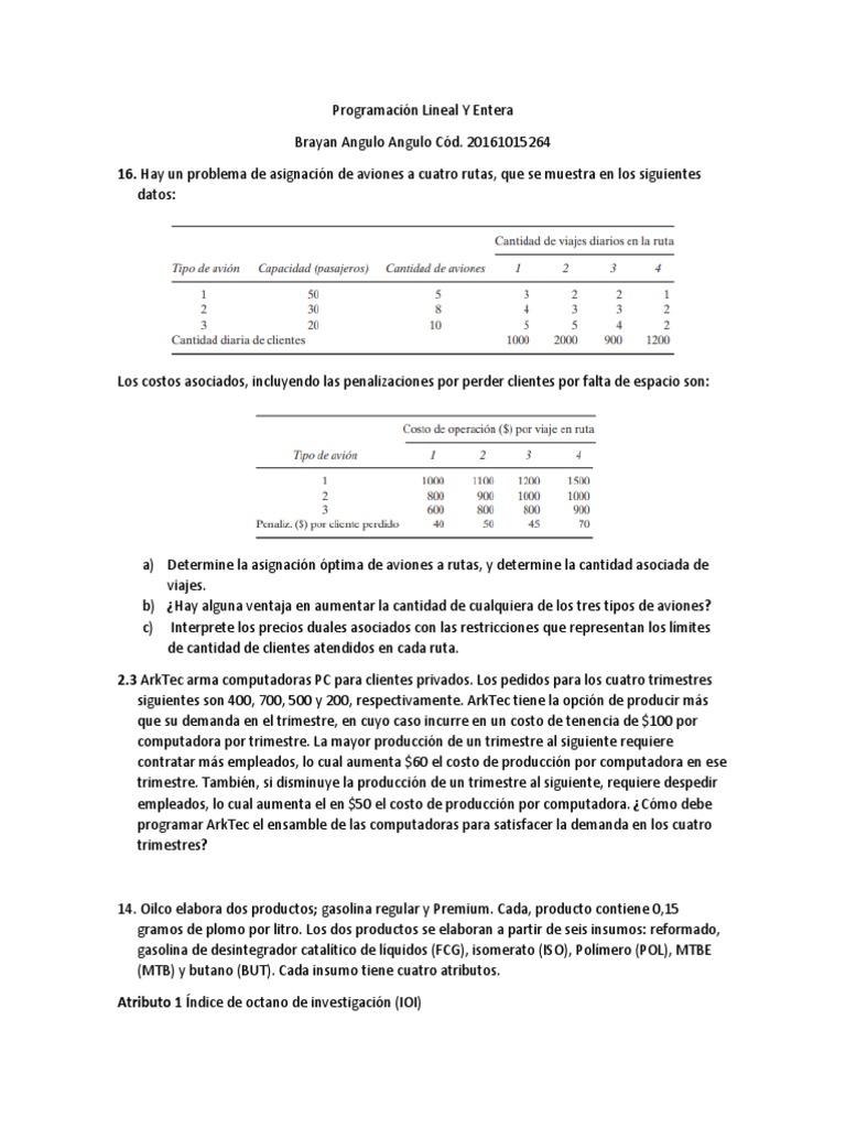 Programación Lineal Y Entera | PDF