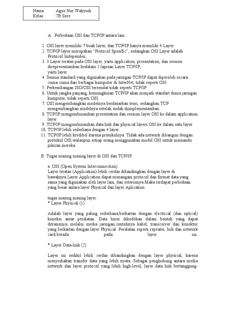 Perbedaan OSI Dan TCP | PDF