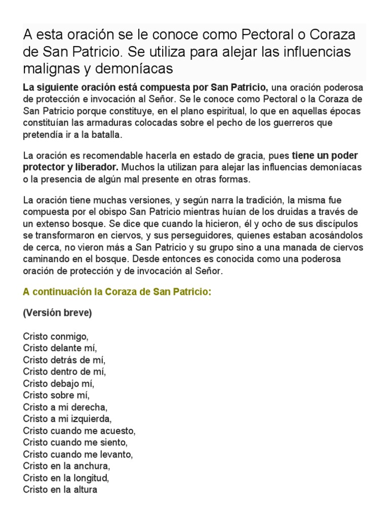Oración de San Patricio | PDF | Cristo (título) | Oración