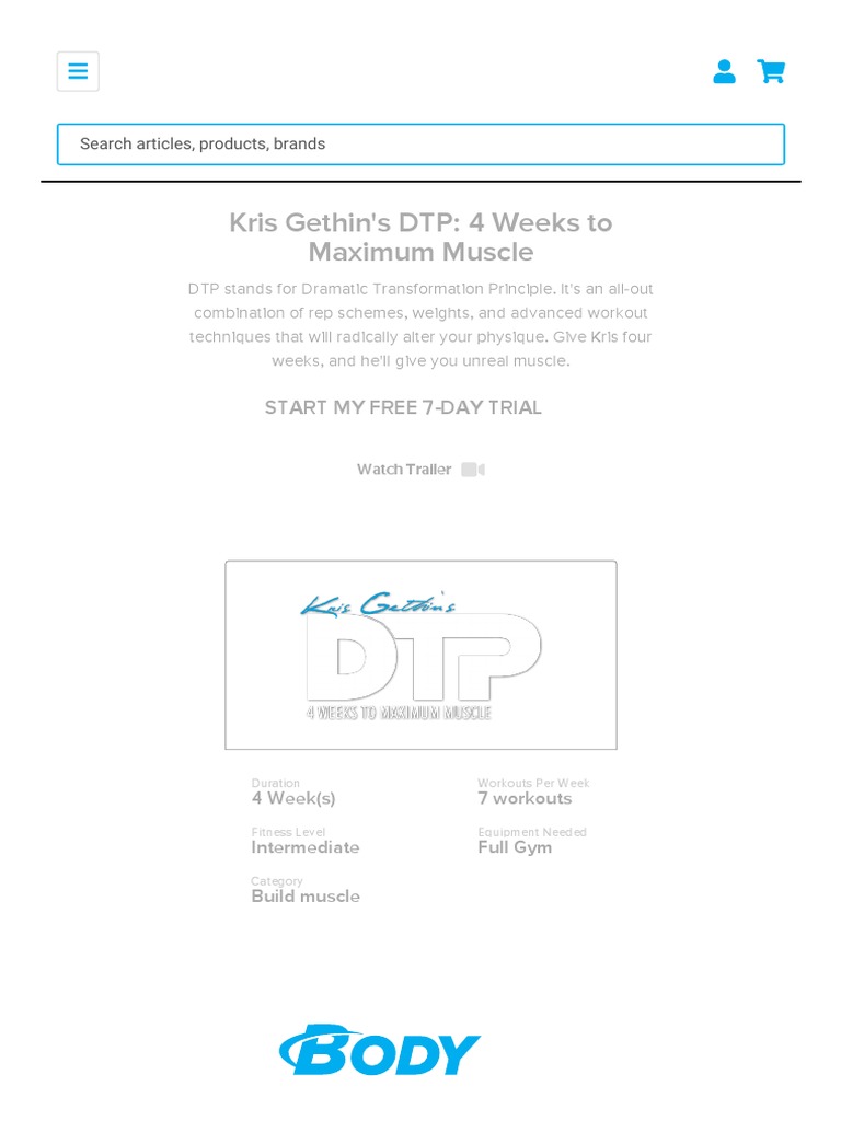 Kris Gethin's DTP - 4 Weeks To Maximum Muscle | PDF | Aerobic Exercise ...