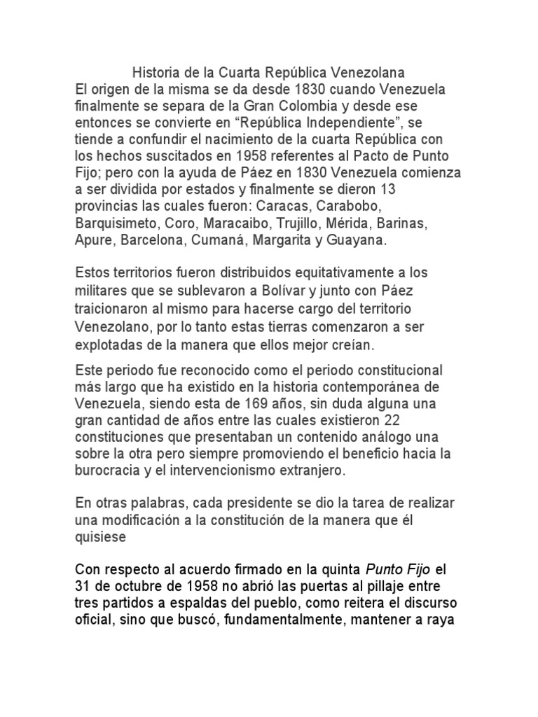 Historia de La Cuarta República Venezolana | Descargar gratis PDF ...