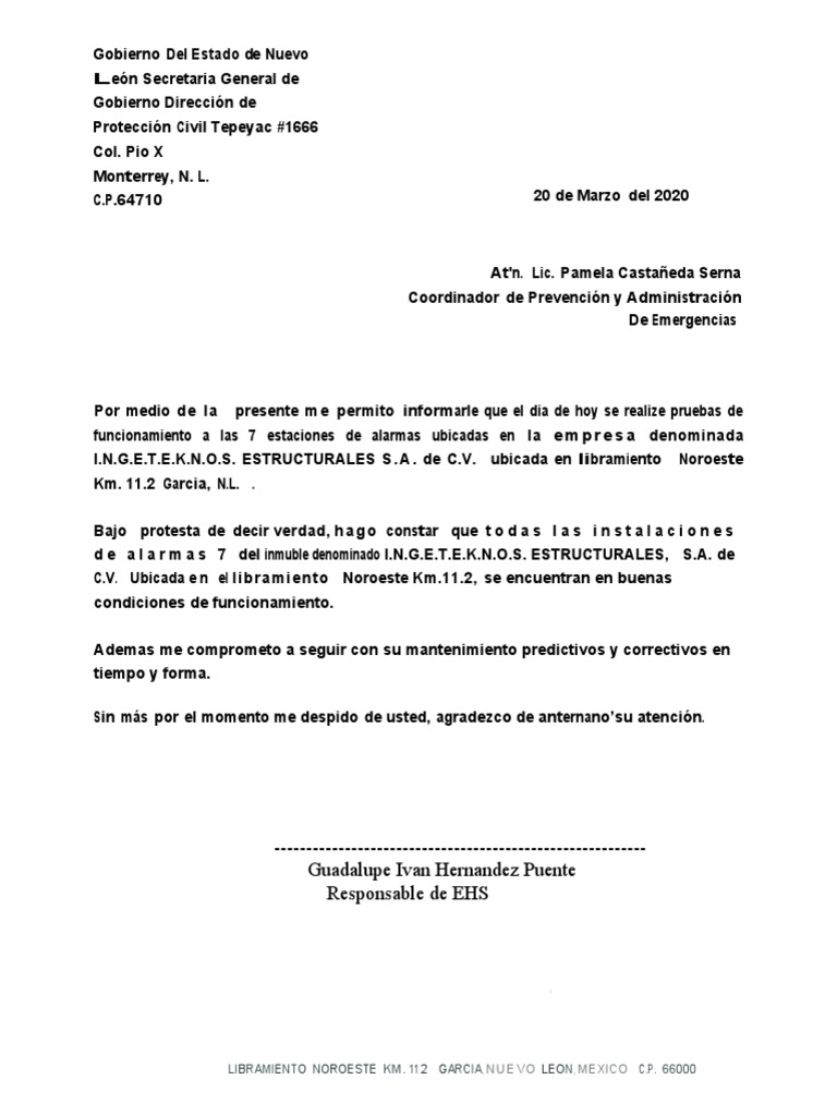 Carta de Alarma | PDF