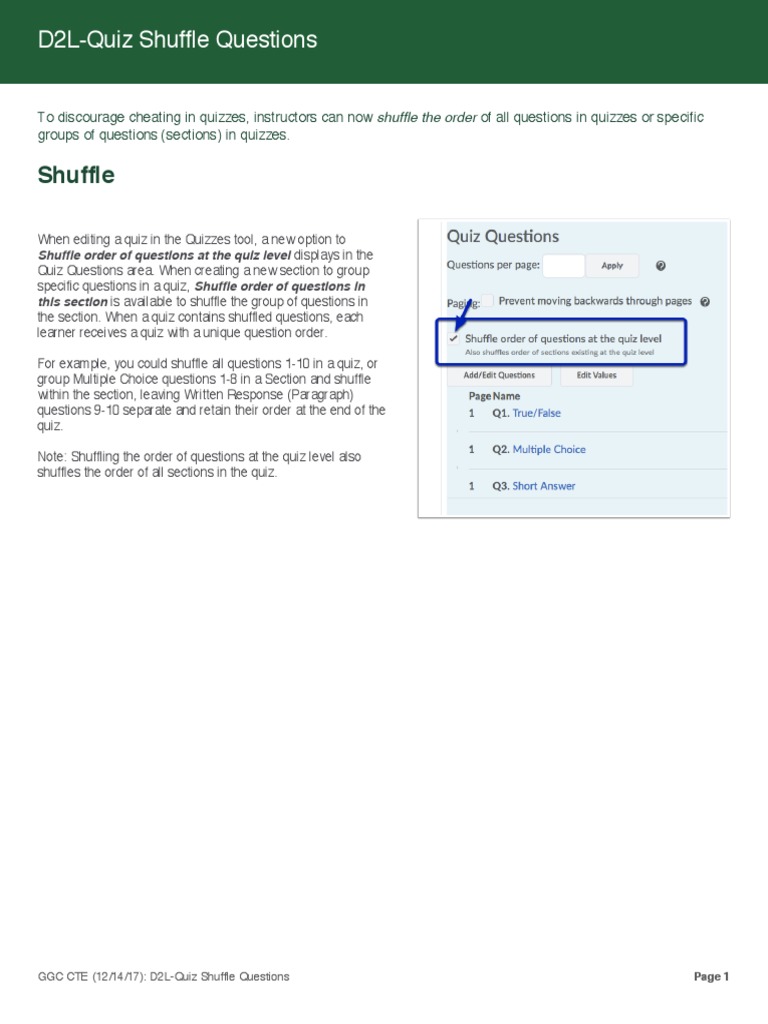 Shuffle Quiz Questions to Discourage Cheating | PDF