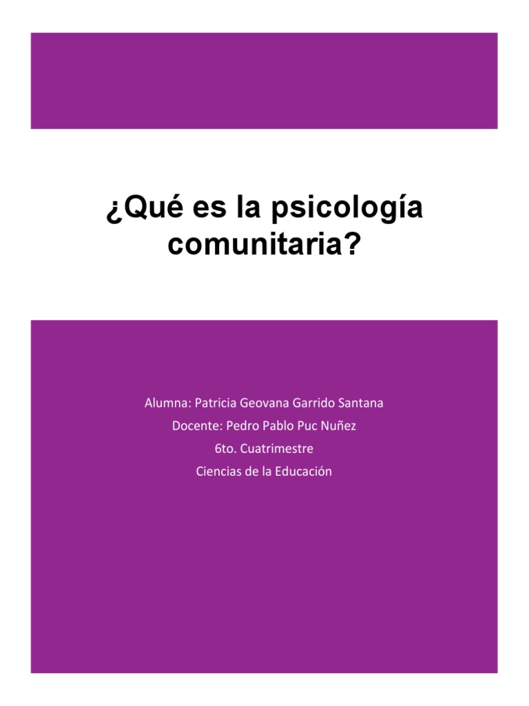 Psicología Comunitaria: Conceptos Clave | PDF | Sicología | Psicología ...