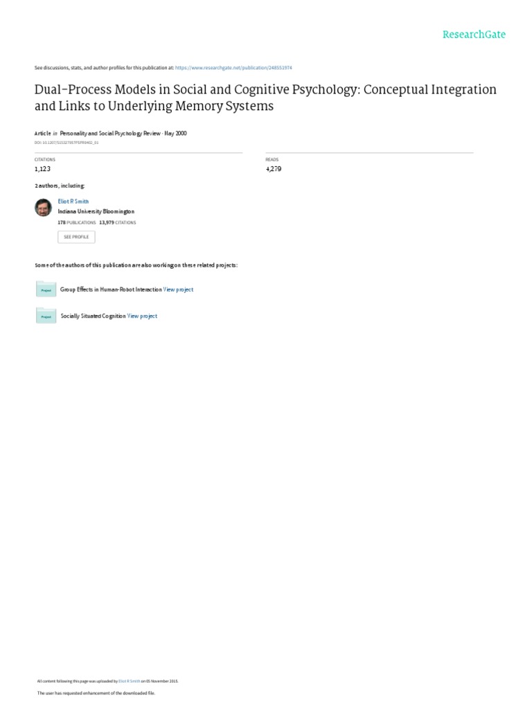 Dual-Process Models in Social and Cognitive Psycho | Download Free PDF ...