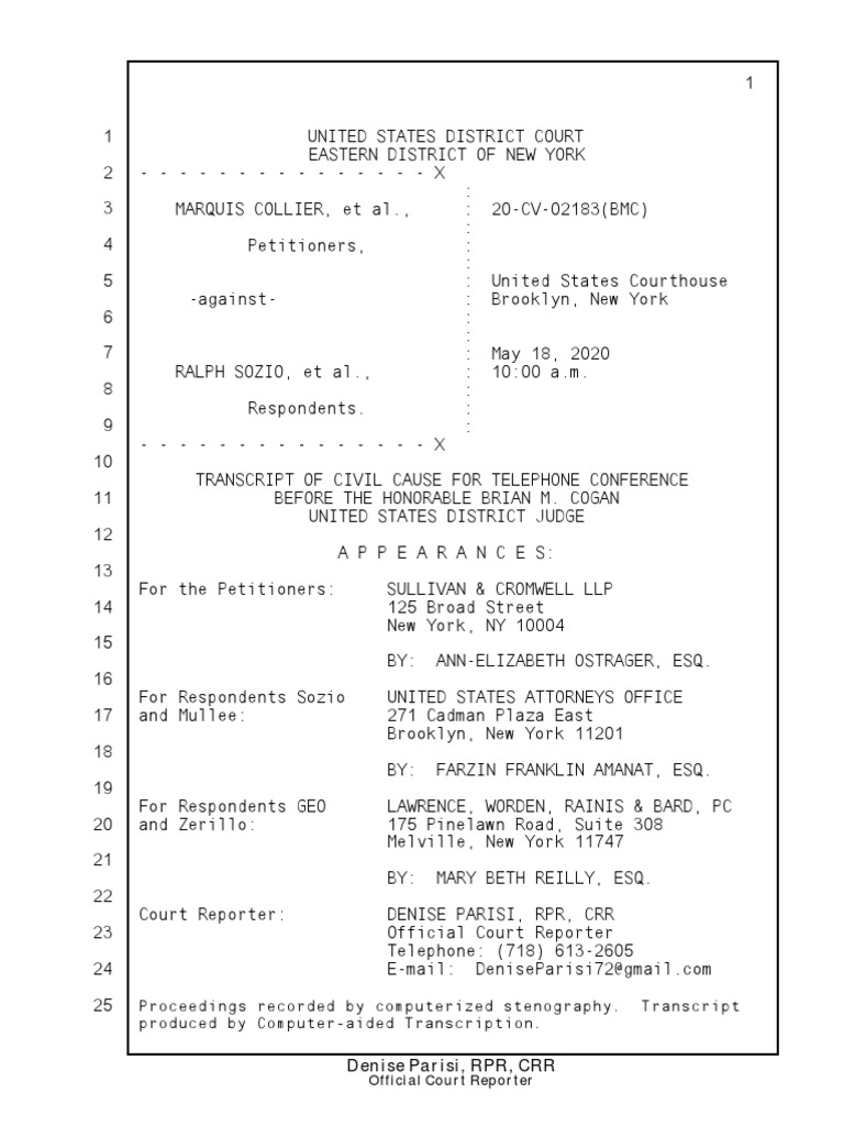 Denise Parisi, RPR, CRR | PDF | Bail | Discovery (Law)