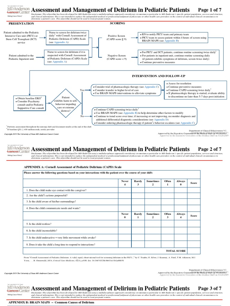 Assessment and Management of Delirium in Pediatric Patients | PDF ...