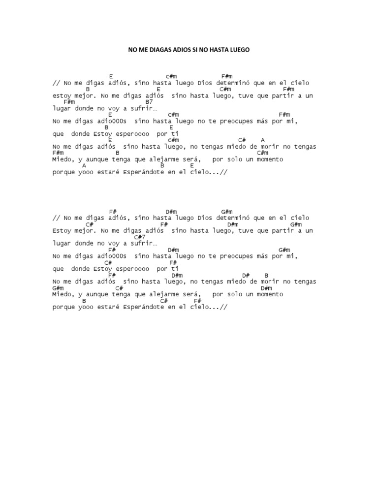 No Me Digas Adios Si No Hasta Uego | PDF